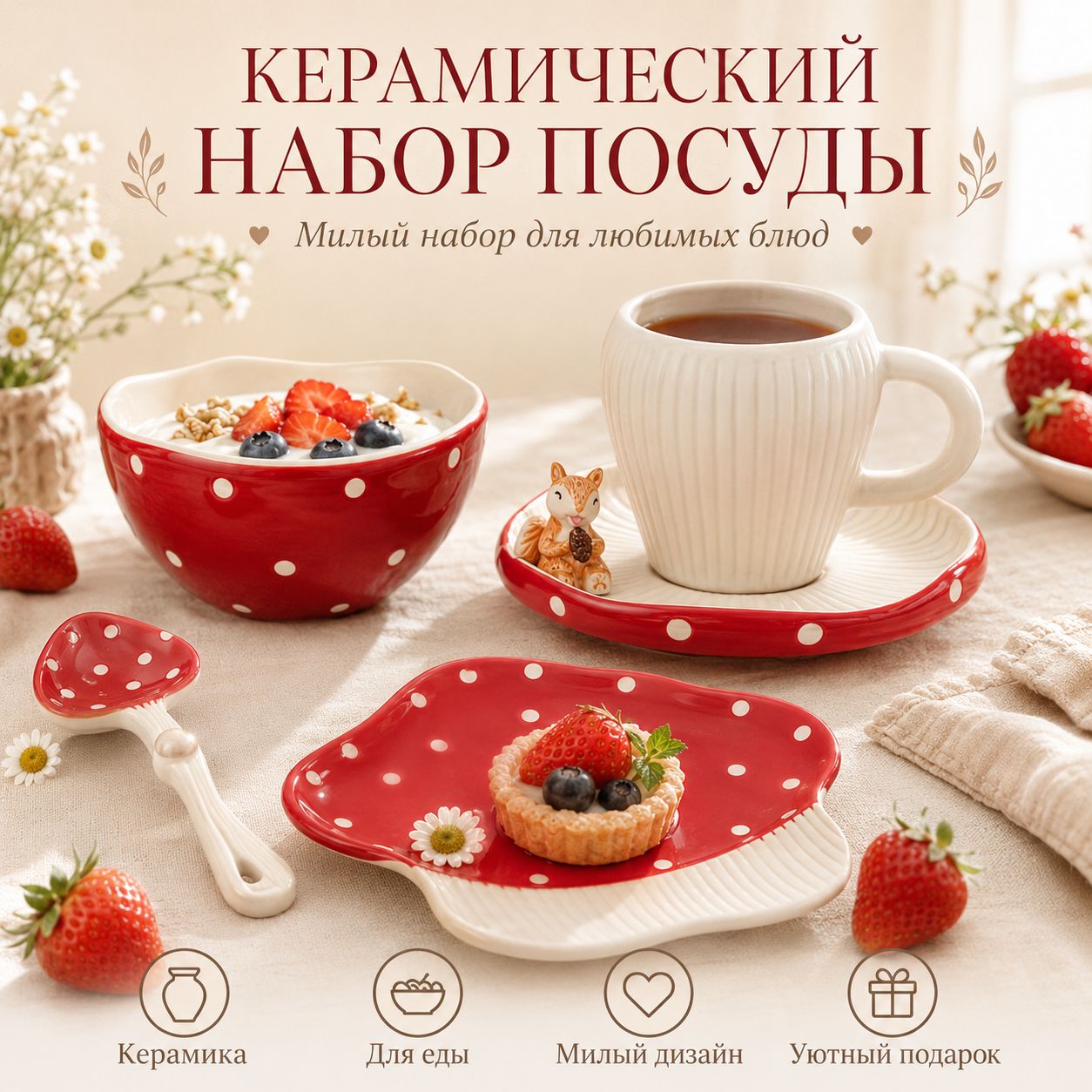 Сервиз обеденный 4 предм. на 1 перс.