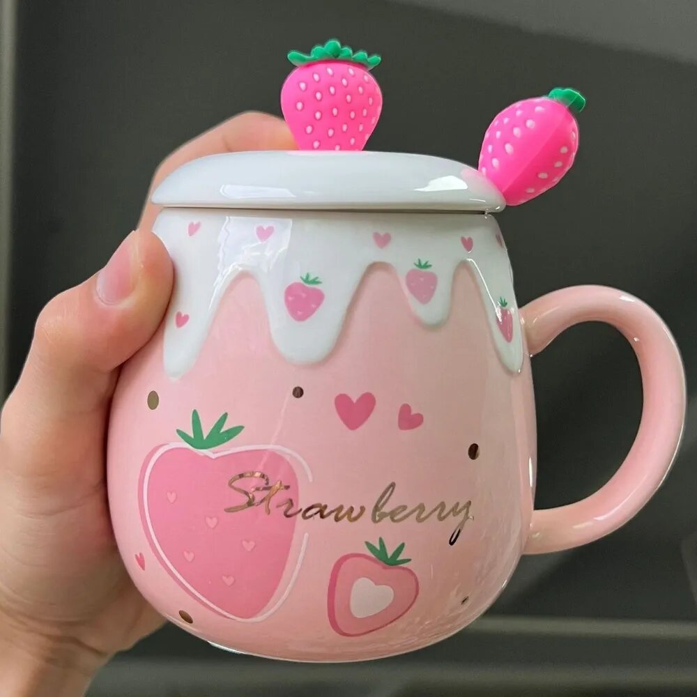 Сервиз кофейный кружка с крышкой, розовый, керамика, 401-500 мл