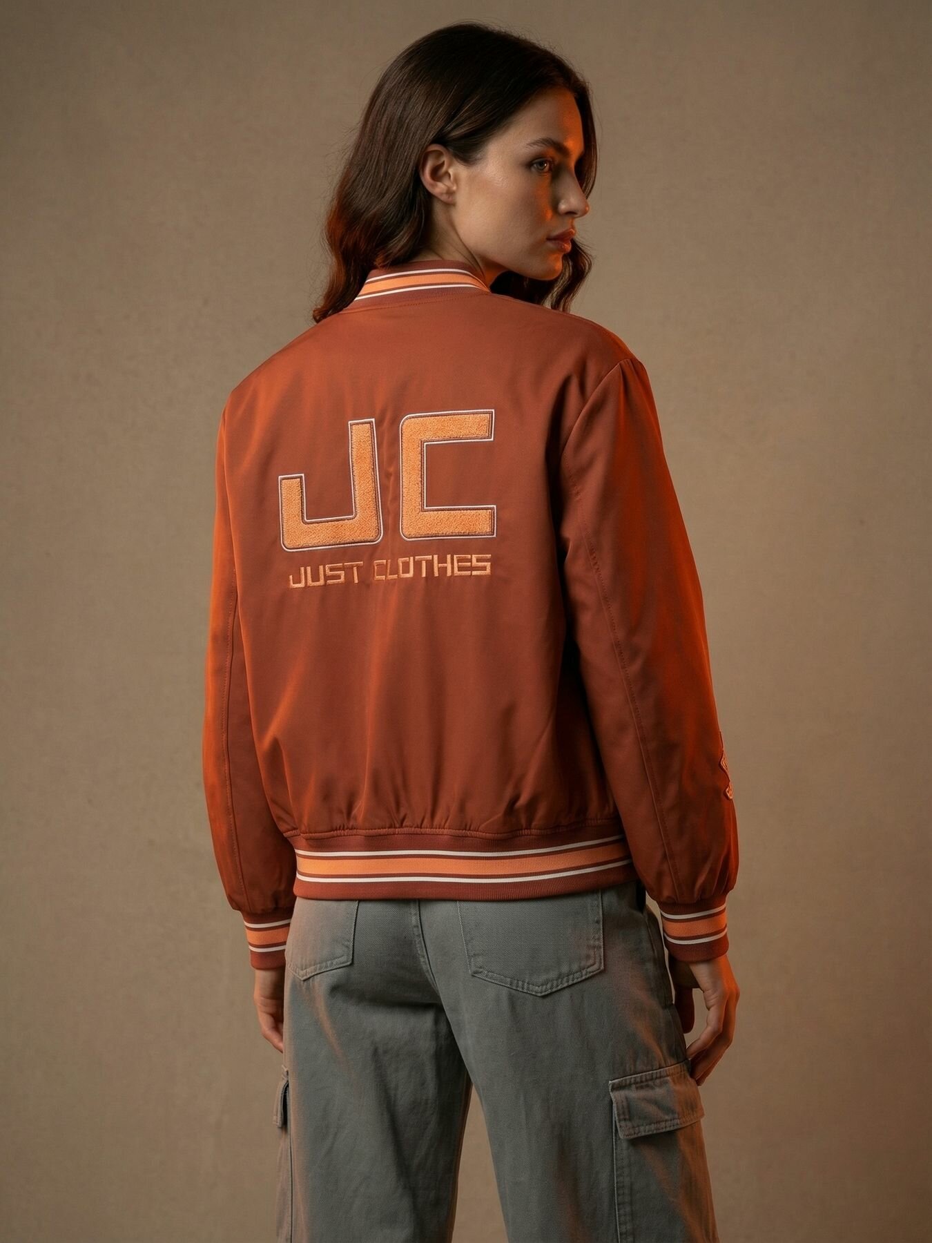 Бомбер JUST CLOTHES Весна-лето 2025, размер 48, терракотовый — фото 1