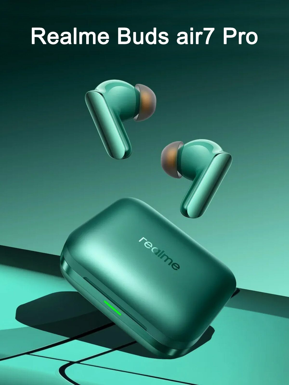 Realme buds air 7 pro Наушники беспроводные TWS с микрофоном, Bluetooth, USB Type-C, зеленый