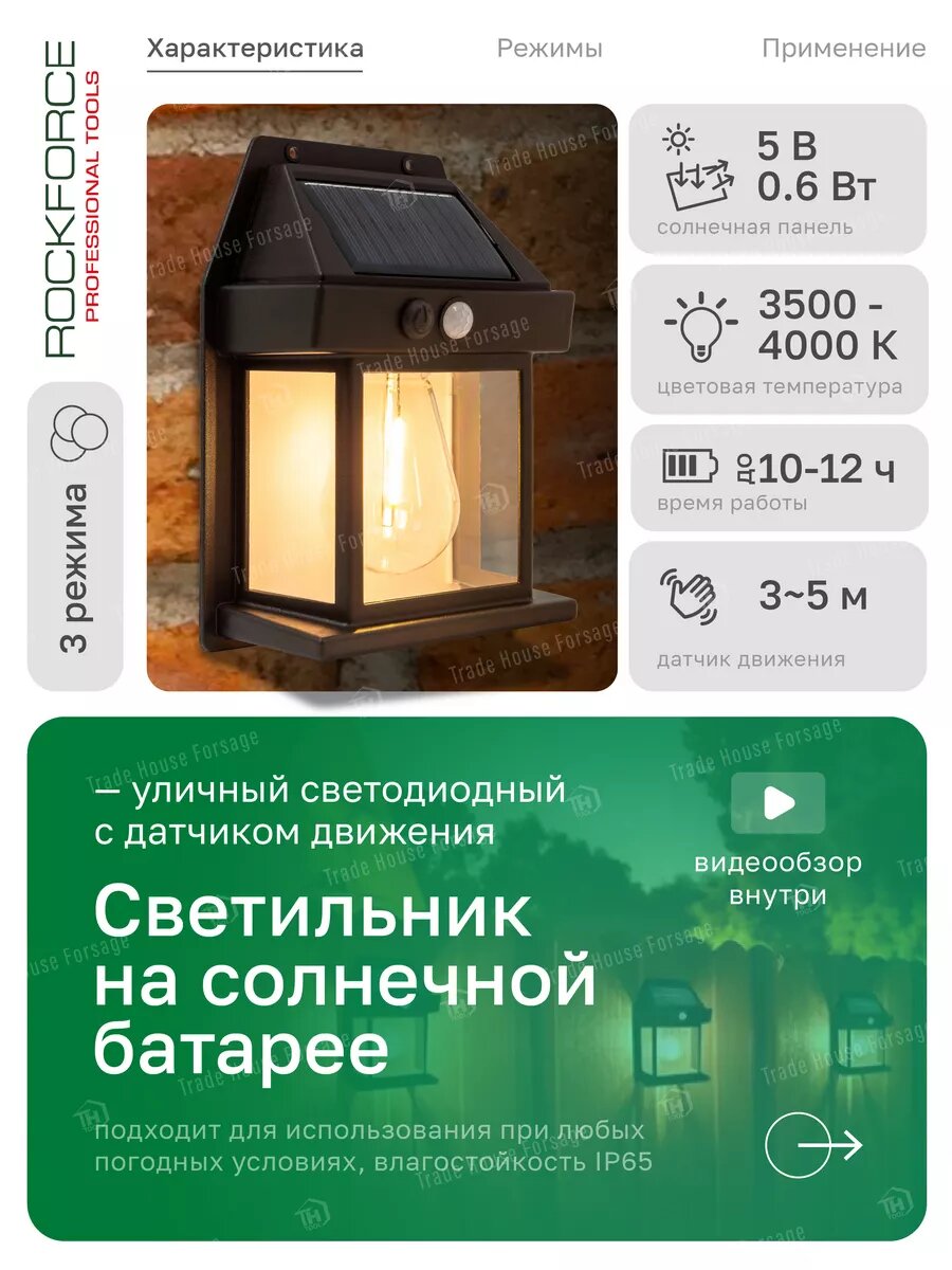 Светильник настенный на солнечной батарее