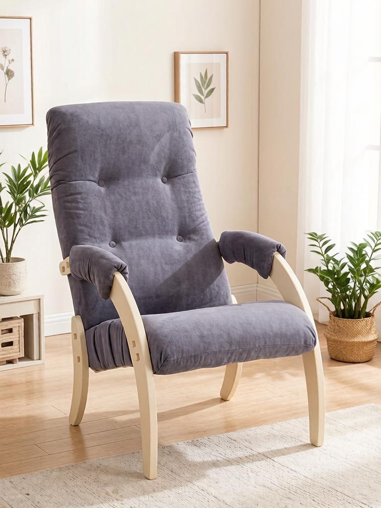 Кресло для отдыха K-home Консул, мягкое, дуб шампань, обивка ткань Verona Denim Blue