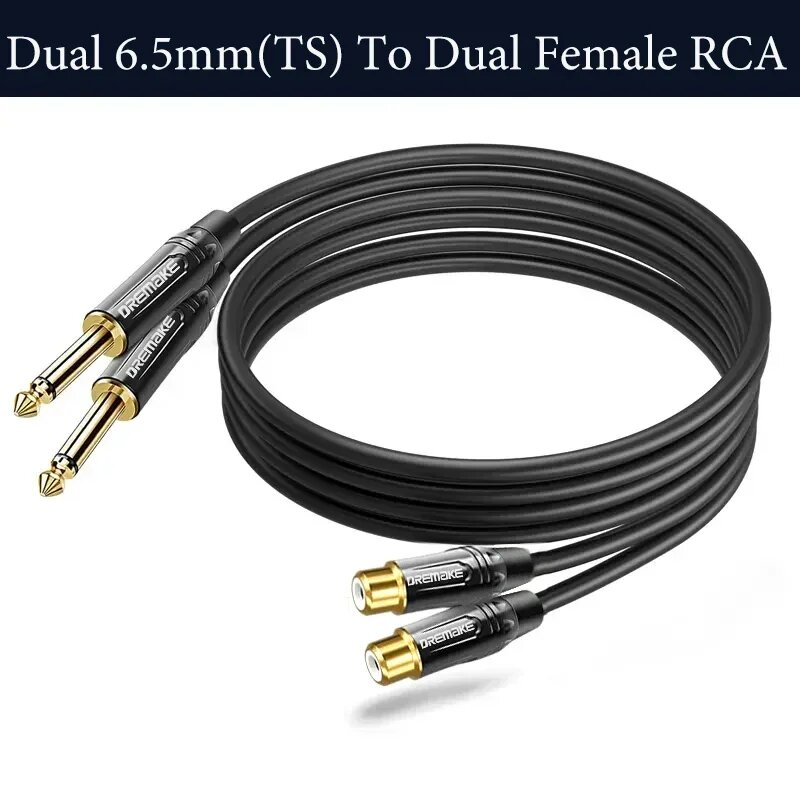 Кабель 6.5mm(TS) - 2 RCA, 3M, черный