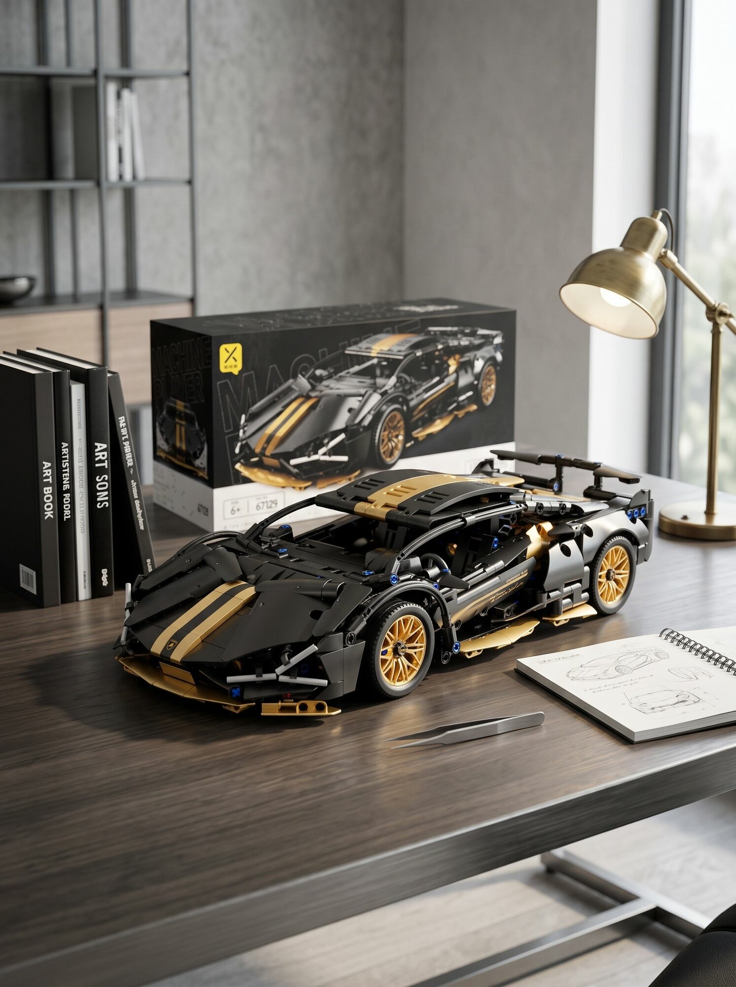 Конструктор машинка на пульте управления Lamborghini техник черная, совместим с lego technic, лего совместимый, подарок для мальчика