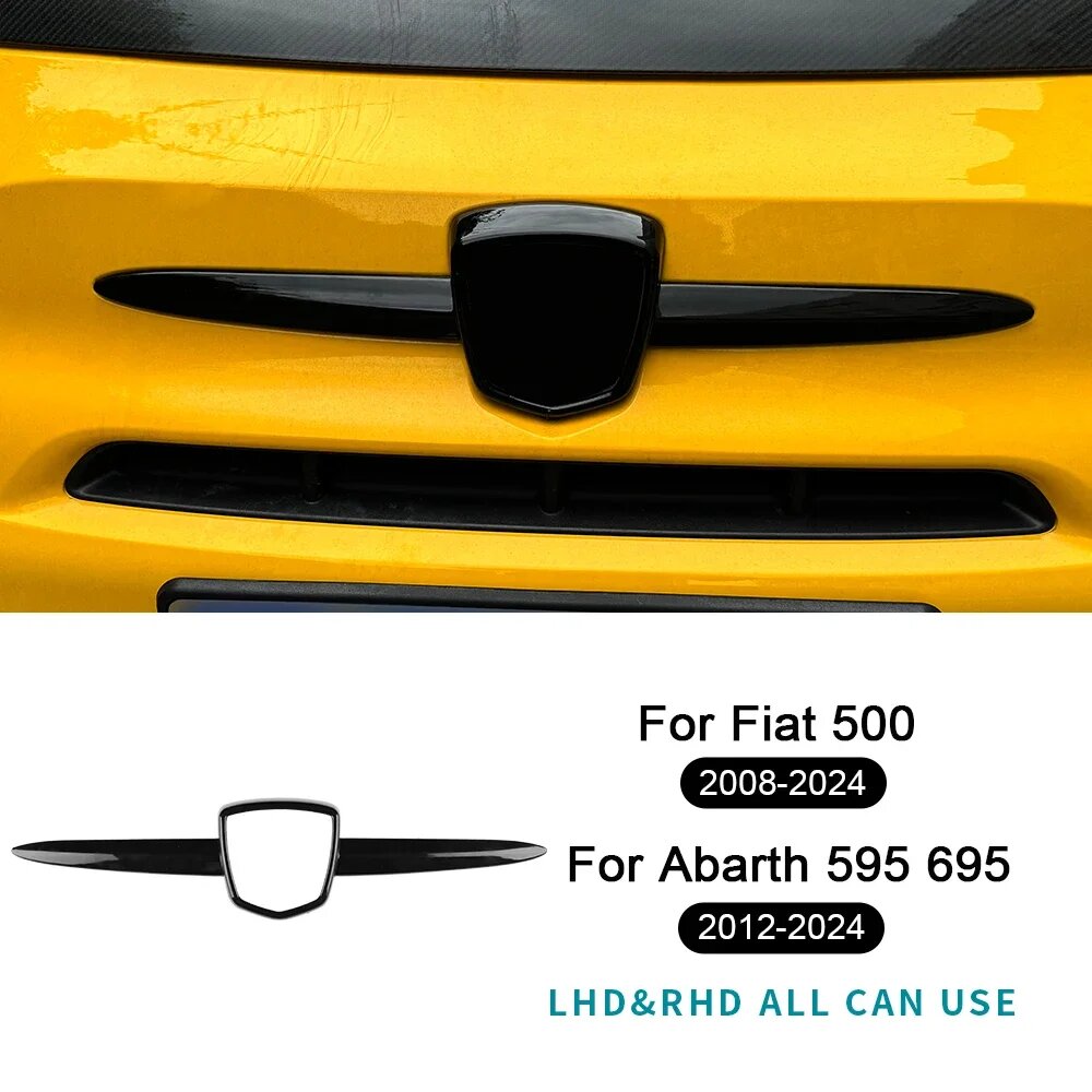 Накладки на кнопки дверных ручек и багажника в стиле карбон (ABS) для Fiat 500 A Glossy Black ABS