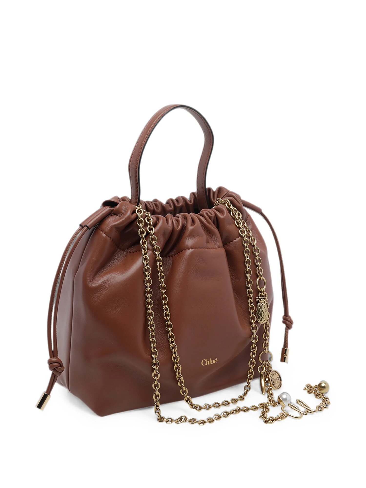 Сумка Chloe Small Icons drawstring bucket bag, коричневый — фото 1