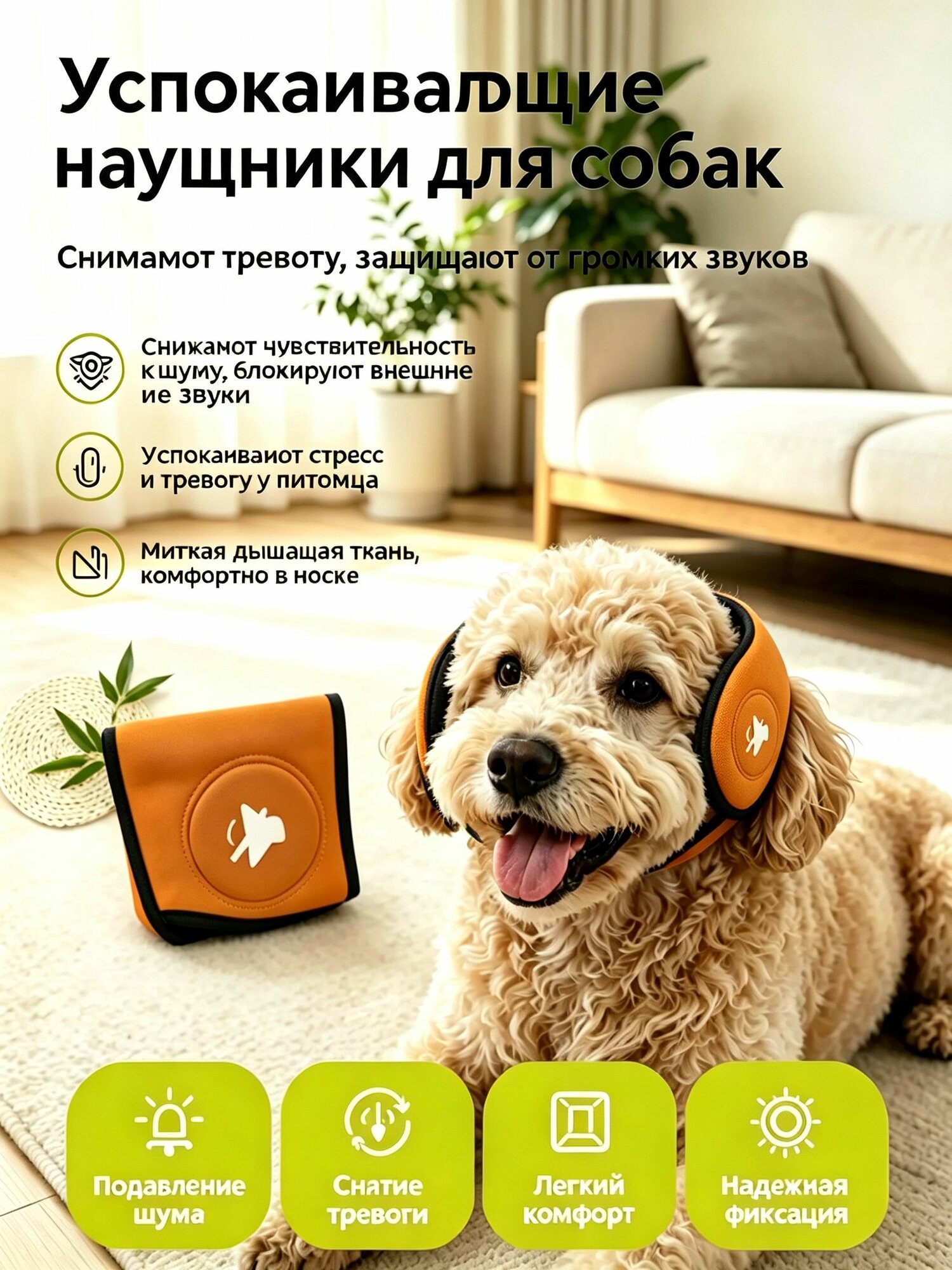 Успокаивающие шумоподавляющие наушники для собак и кошек, защита от грома и фейерверков, регулируемые, лёгкие, для тревожных питомцев