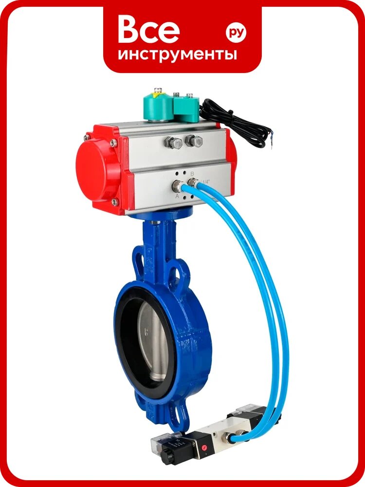 Затвор DN-ru QT450-316-EPDM-2W-Fb-H Ду150 Ру16, с пневмоприводом DA-105, пневмораспределитель PND1-T10-220VAC NAMUR, МППП-200 D050-102581