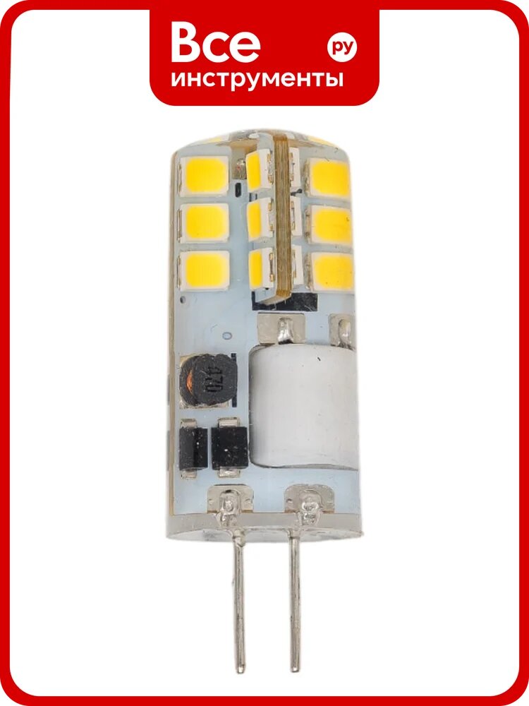 Лампа светодиодная капсульная General Lighting Systems GLDEN-G4-3-S-12-6500 180Лм 12В 3Вт 6500К-холодно-белый свет цоколь G4 колба силикон 661530