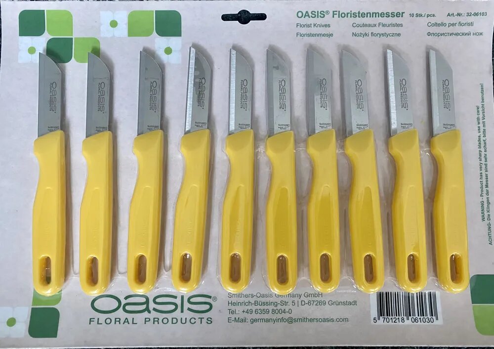 Oasis Floristenmesser Нож флористический 10 шт. Желтый, для рукоделия, стальное лезвие