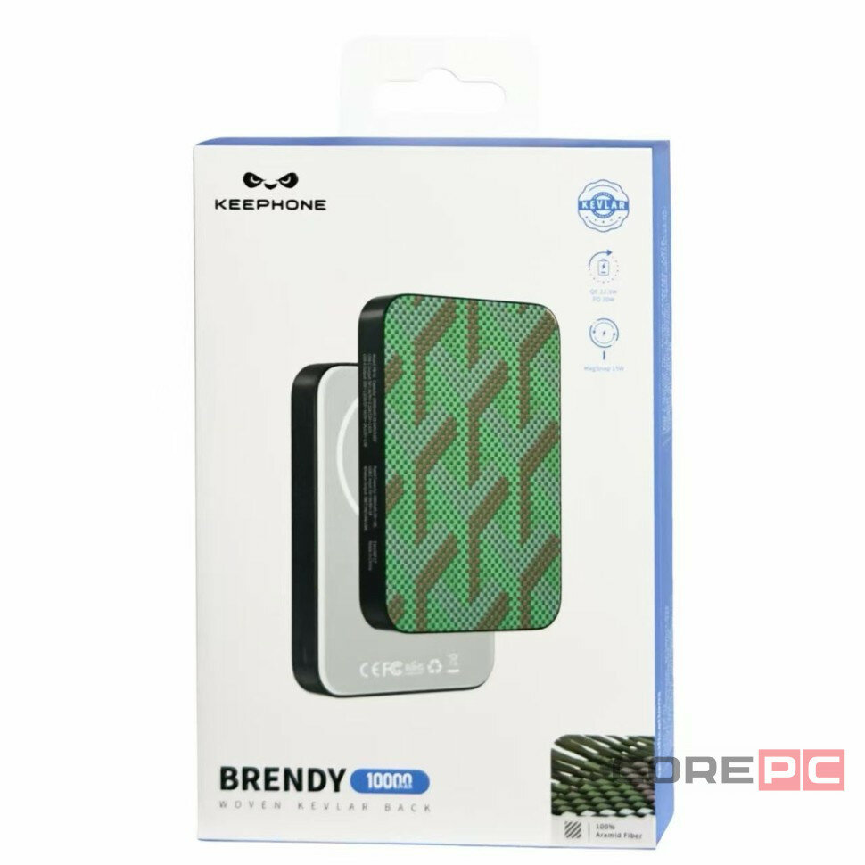 Powerbank магнитный с MagSafe Keephone Brendy Woven 10000mAh зелёный