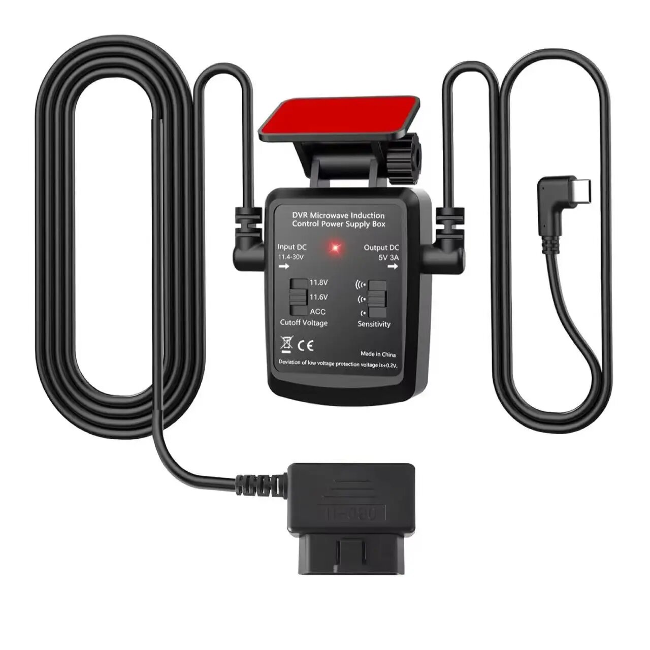 Видеорегистратор с подключением к OBD, комплект с кабелем Type-C, преобразователь 12В/24В в 5В 3А, автомобильное зарядное устройство, радар-детектор, круглосуточное обнаружение, мониторинг парковки