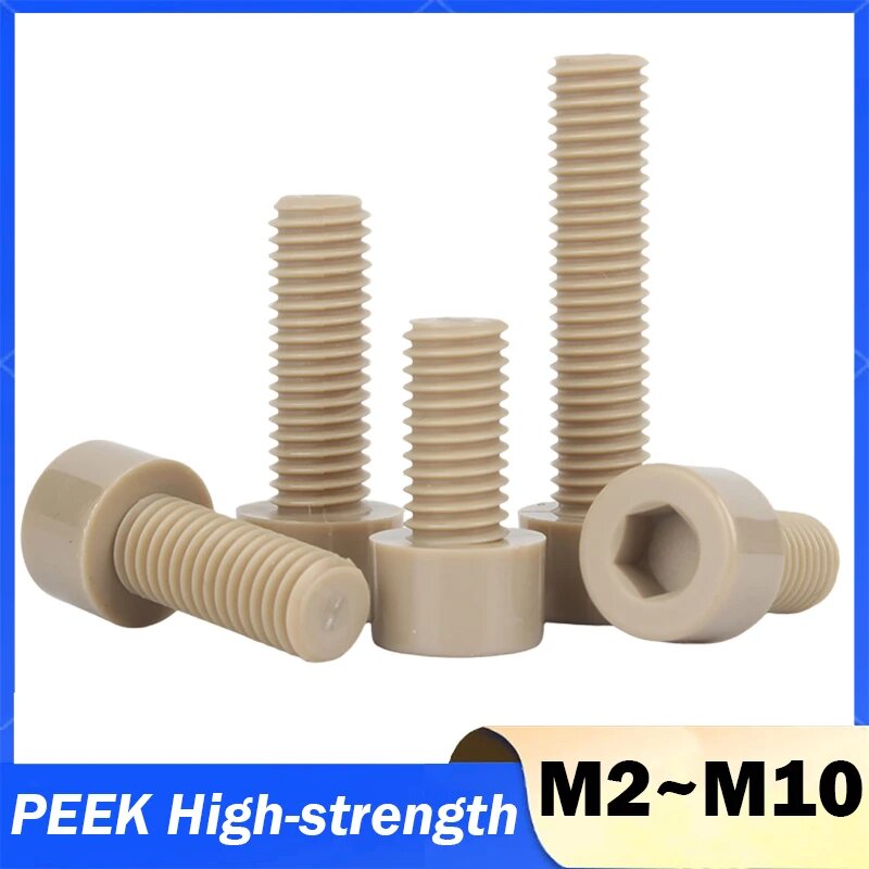 PEEK высокопрочные шестигранные болты M2 M2.5 M3 M4 M5 M6 M8 M10 M5-2Pcs, 12mm