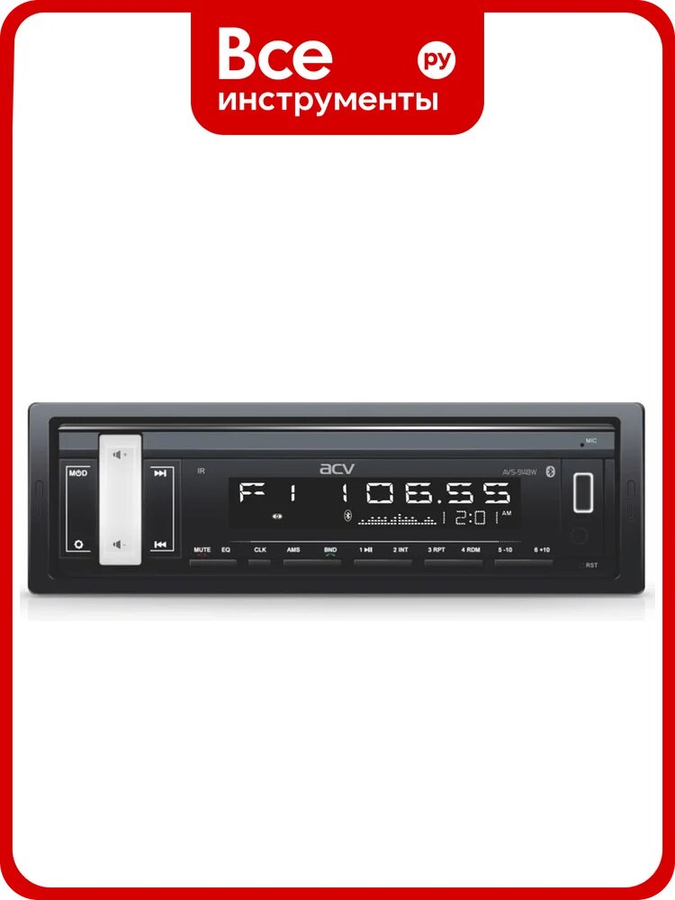 Магнитола ACV 1din/белая/Bluetooth/USB/AUX/SD/FM/4х50 ACV AVS-914BW