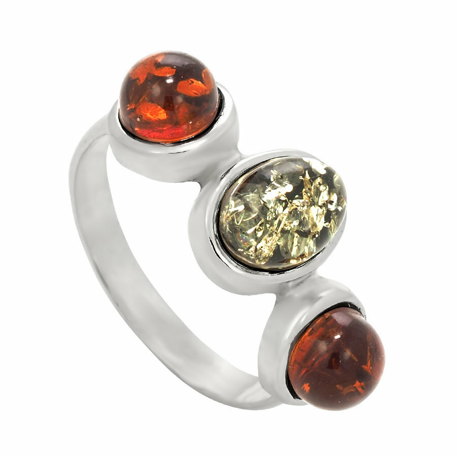 Кольцо Amberprofi, серебро, 925 проба, родирование, янтарь