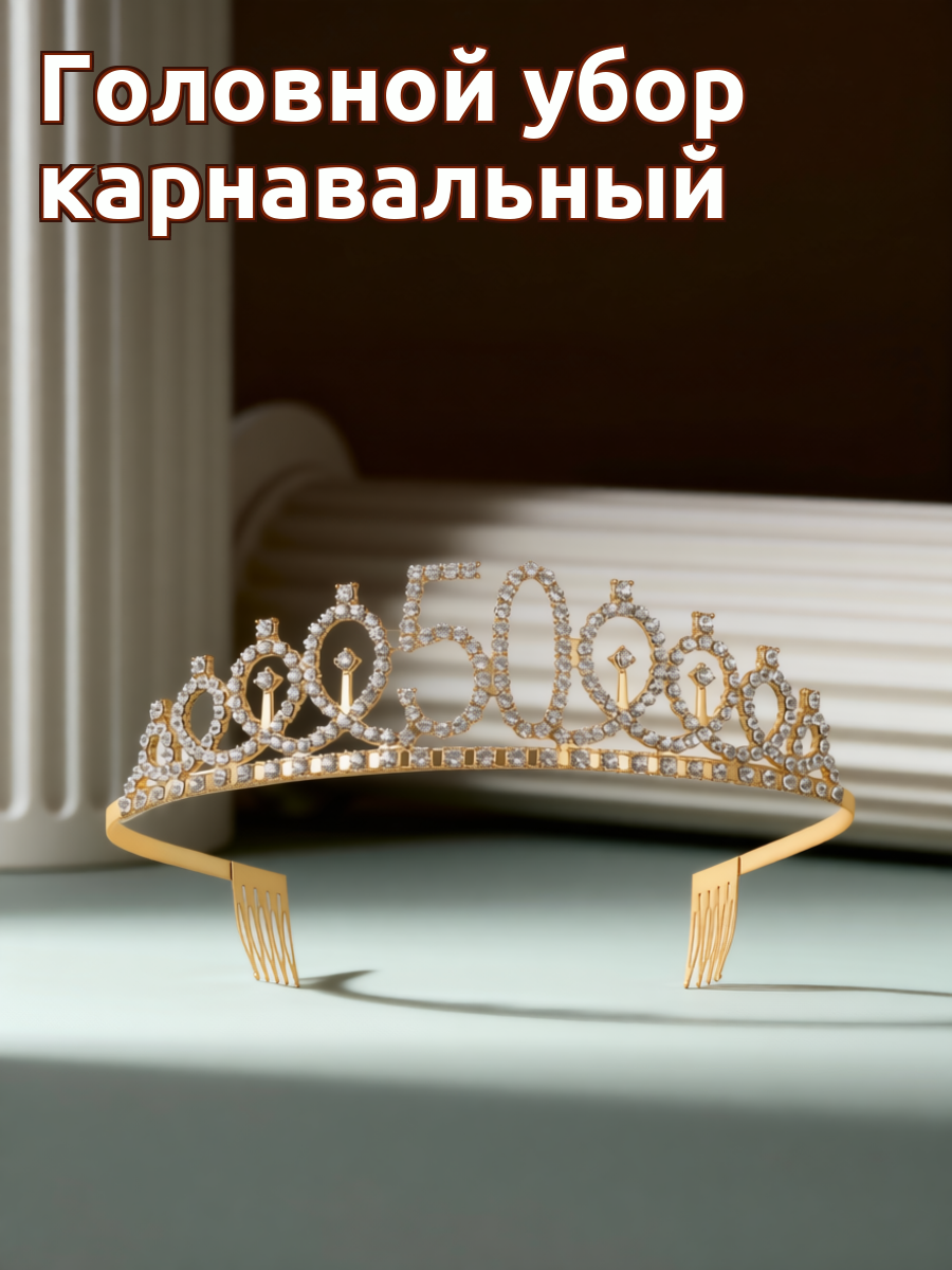 Венок Из Кристаллов Для Дня Рождения 50 Ти Годовалой Девушки Корона С Заколками Для Волос Gold