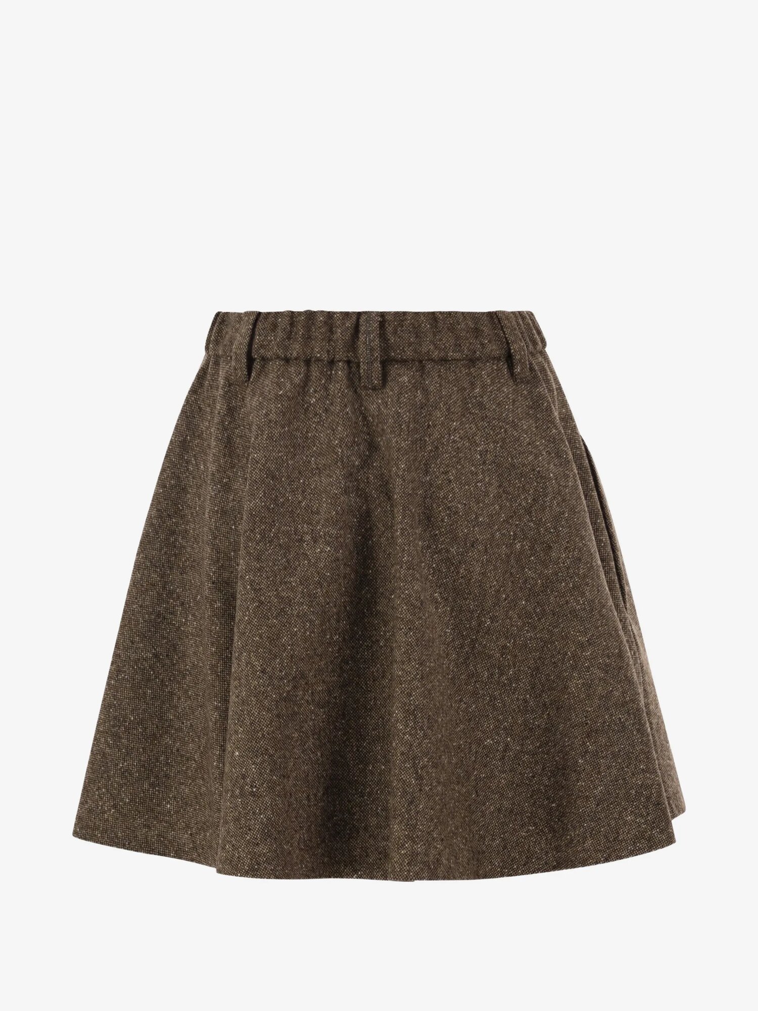 Юбка BRUNELLO CUCINELLI Textured flared mini skirt, размер 36, коричневый — фото 1