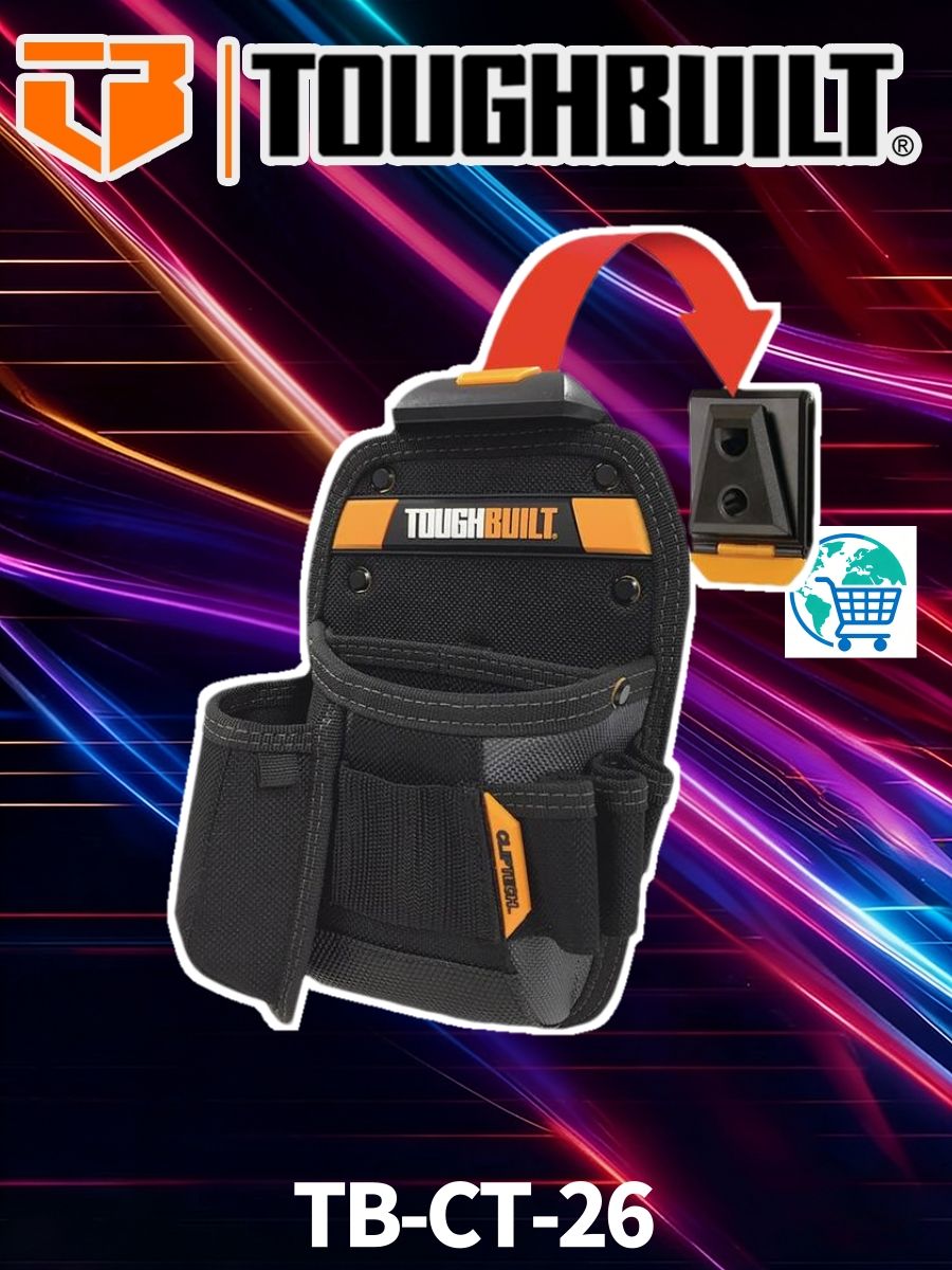 TOUGHBUILT Строительная поясная сумка TB-CT-26 с карманом для ножа и карабином