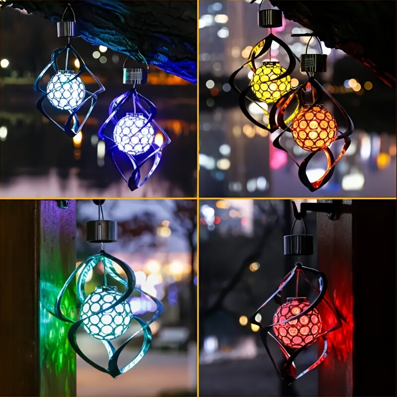 Солнечный ветряной светильник со светодиодной RGB подсветкой, вращающийся декоративный подвесной колокольчик для улицы, серебристый, 1 шт.