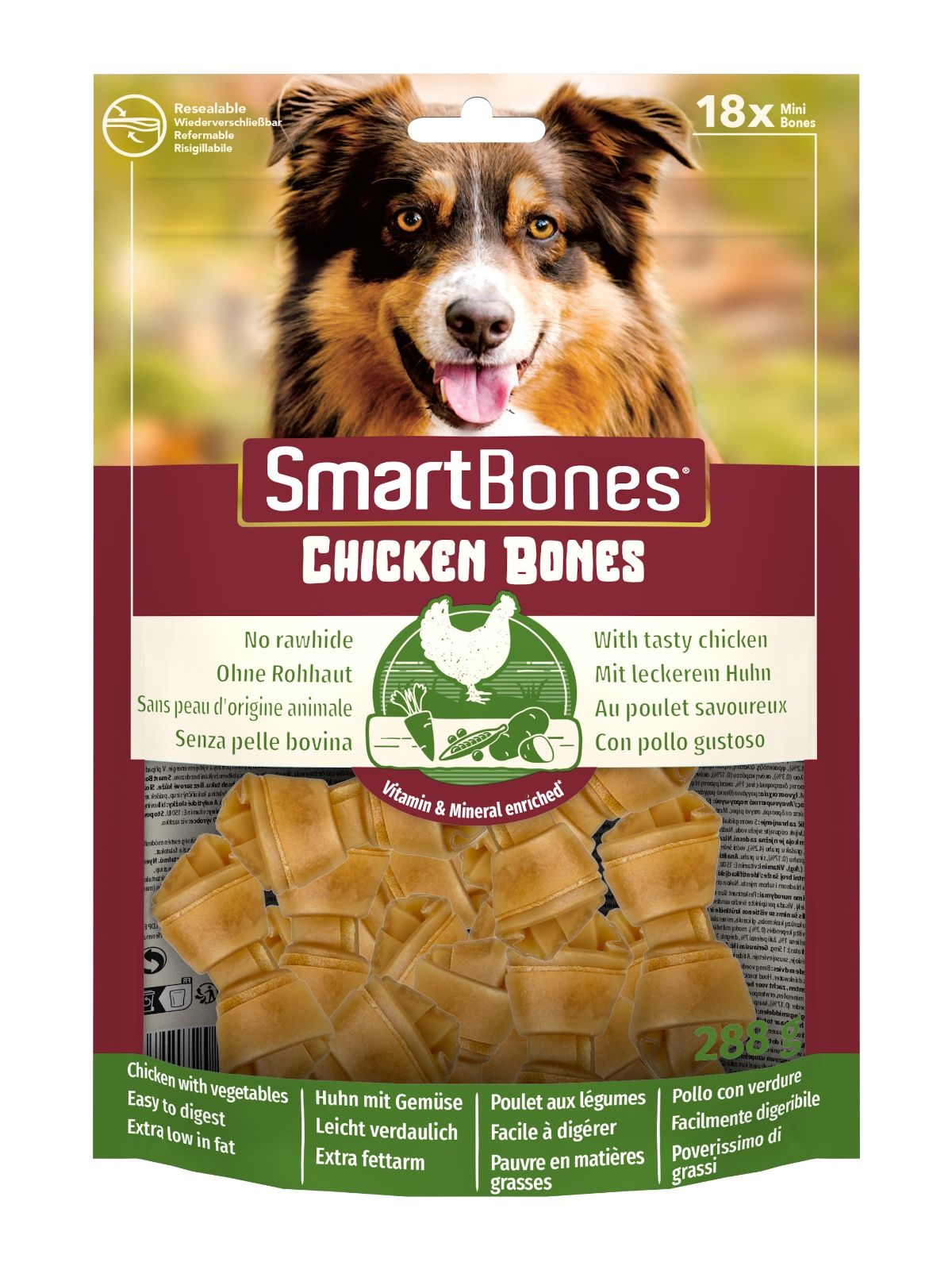 Лакомство для собак SmartBones косточки куриные мини, 18 шт.