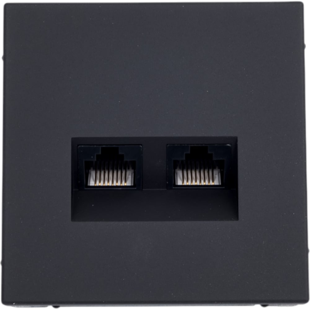 Розетка компьютерная двойная Systeme Electric ArtGallery, RJ45+RJ45, кат. 5е, механизм, Карбон GAL001085