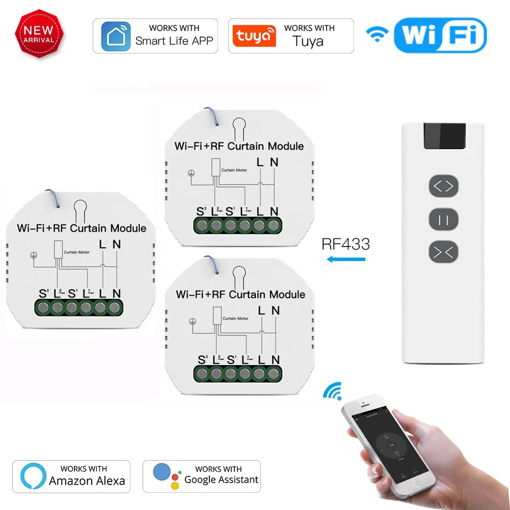 Модуль управления шторами MOES Tuya, Цвет: 3, Module 1Controller