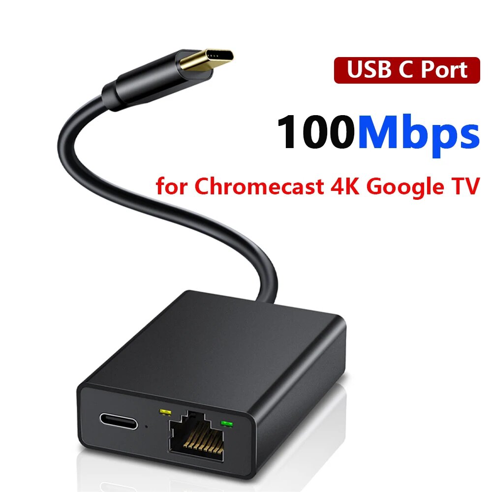 Electop Адаптер USB-C — Ethernet для Chromecast с Google TV 100Mbps