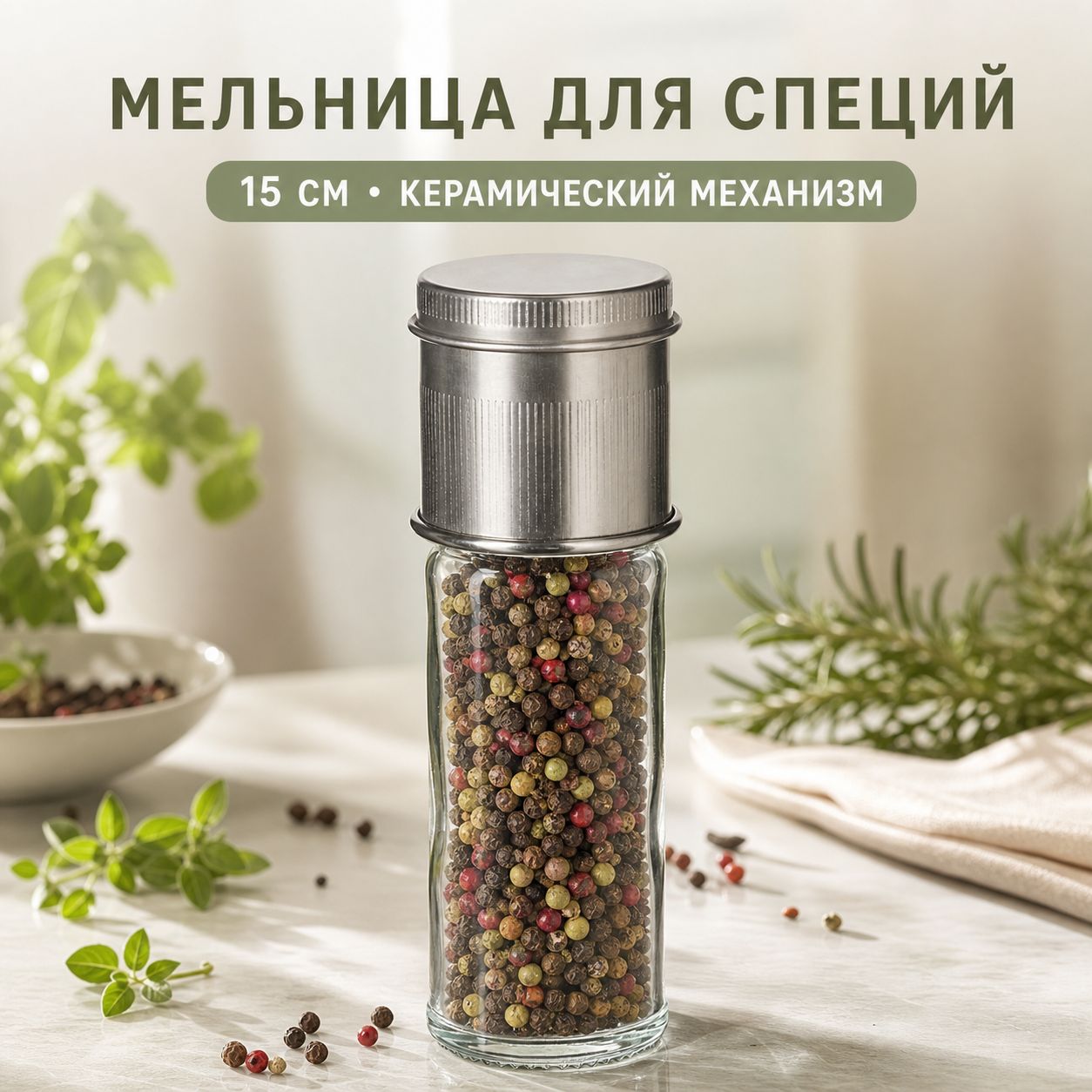 IKEA Мельница для специй 15 см 1 шт стекло прозрачный