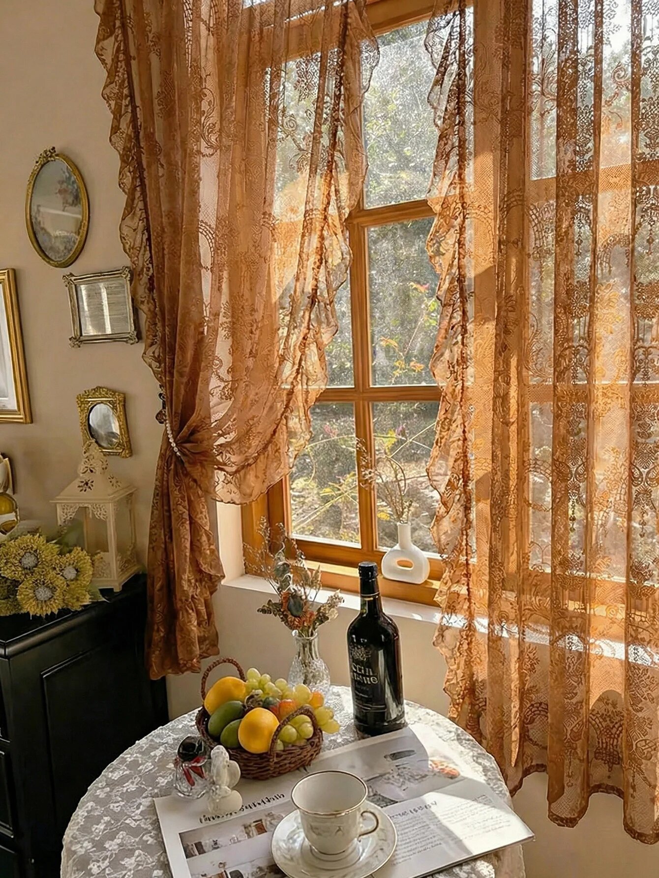 Французская романтическая кружевных штора из полиэстера 140x160cm 1PC
