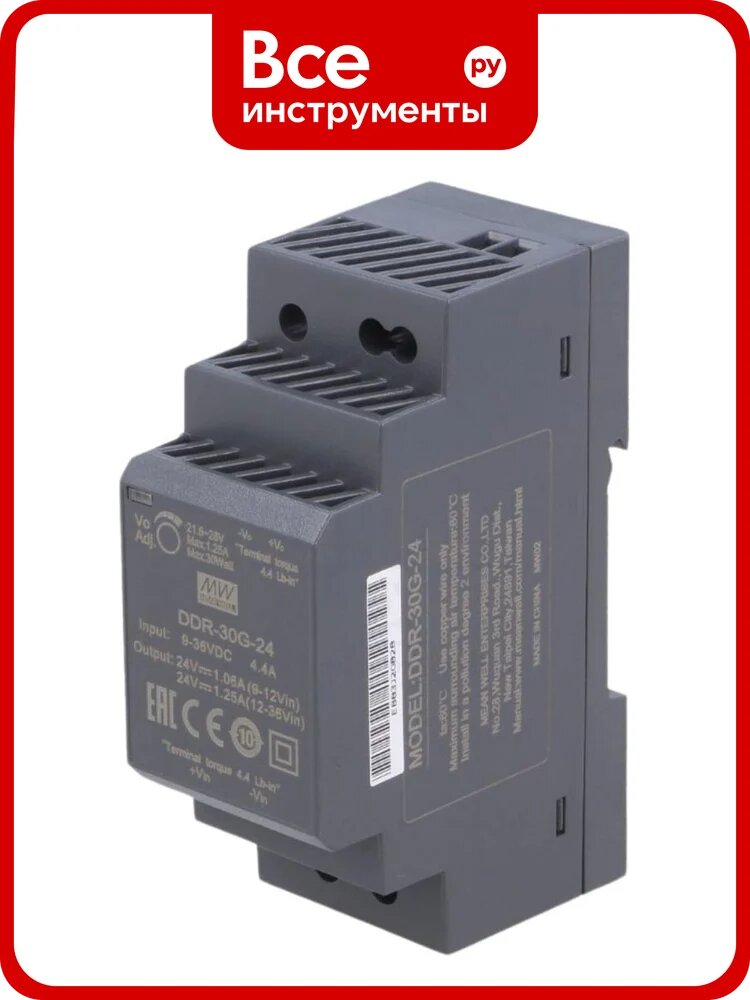Блок питания на DIN-рейку Mean Well DDR-30G-24, DC/DC 30 Вт 24 В, 2791871