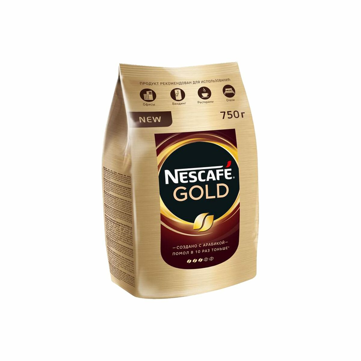 Кофе растворимый Nescafe Gold, сублимированный, с молотым, тонкий помол, мягкая упаковка, 750г, 6шт.