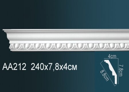Карниз потолочный 40х78 мм плинтус полиуретановый под покраску Perfect AA 212-1 метр