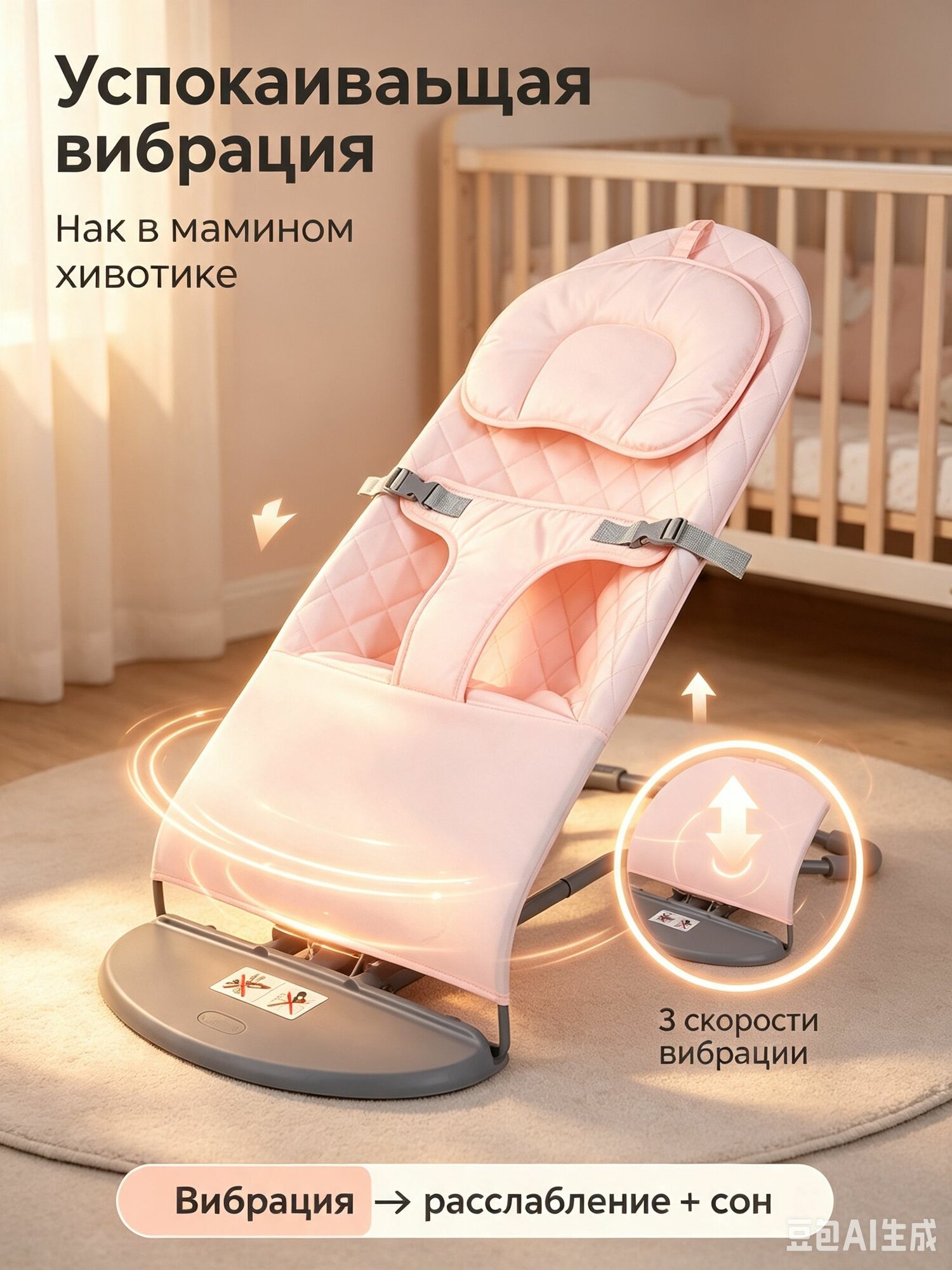 Детское шезлонг-качалка для новорожденных, мягкое кресло отдыха малыша с вибрацией и музыкой