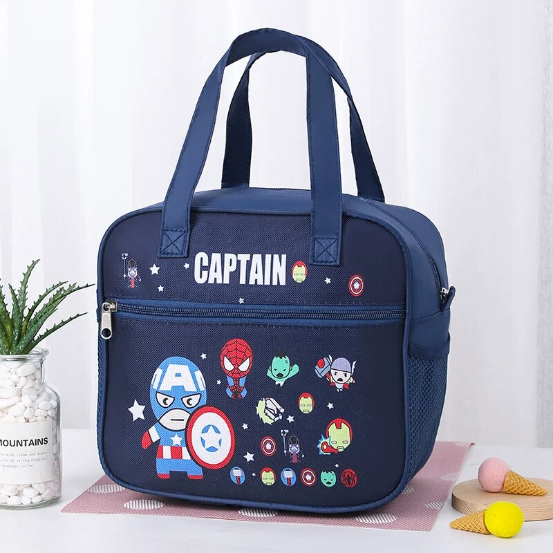Merry Captain America Изолированный сумка для обеда с двумя боковыми карманами для детей школьная сумка для еды