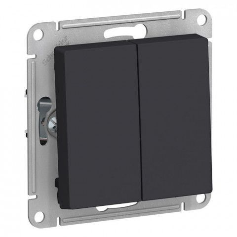 Переключатель двухклавишный (проходной) Systeme Electric (Schneider Electric) AtlasDesign, карбон ATN001065 - 1 шт.