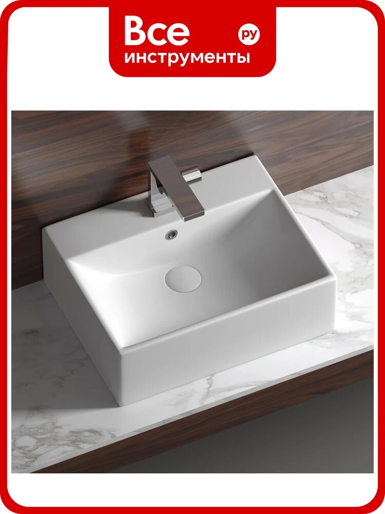 Умывальник чаша Ceramicanova Element накладная, прямоугольная 500x410x160 мм CN6040