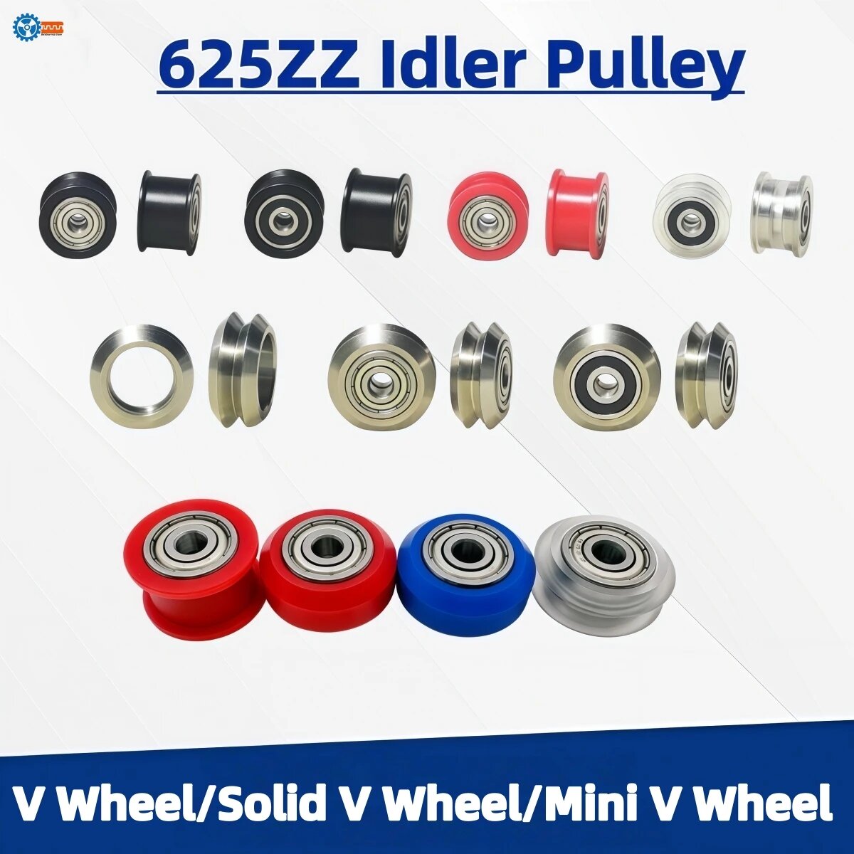 Подшипники QIKUI 625ZZ POM пластик, белые/черные, 5 шт. Shaft sleeve-12.7mm, I-shaped pulley