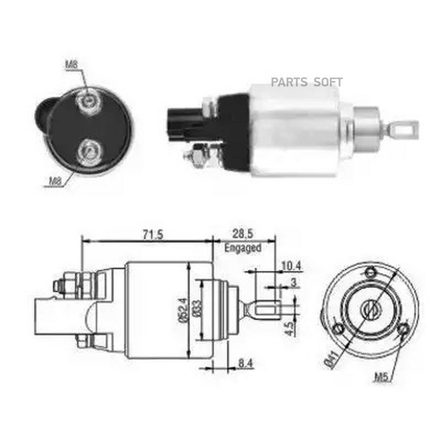 Реле втягивающее (OE) Audi A3 (8P1) VW Golf V 1.9 2.0 TDI MEATDORIA 46181