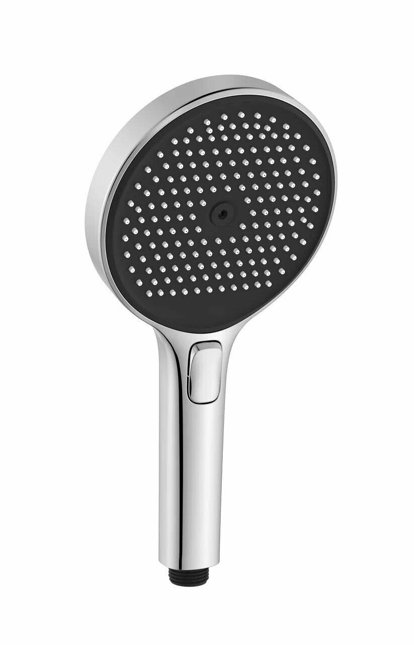 Душевая лейка Sancos Крона / Nok SC6001CH-B круг / round, 130 мм, 3 режима, хром / черный