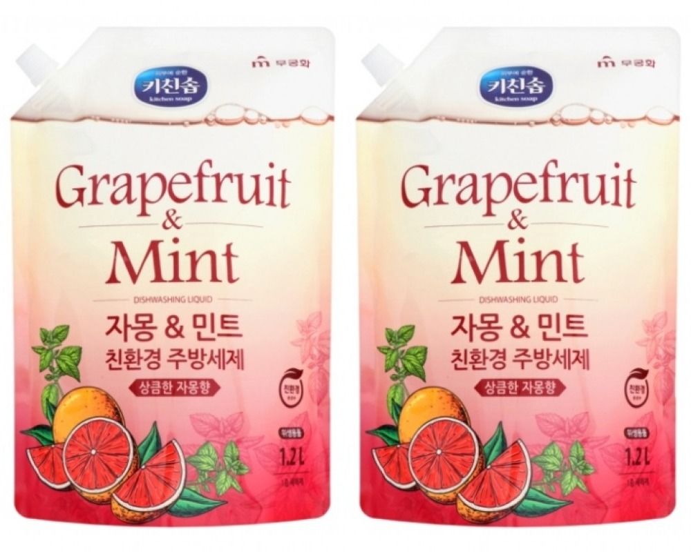 MUKUNGHWA Средство для мытья посуды Grapefruit&Mint Dishwashing Detergent, 1200 мл, 2 шт/