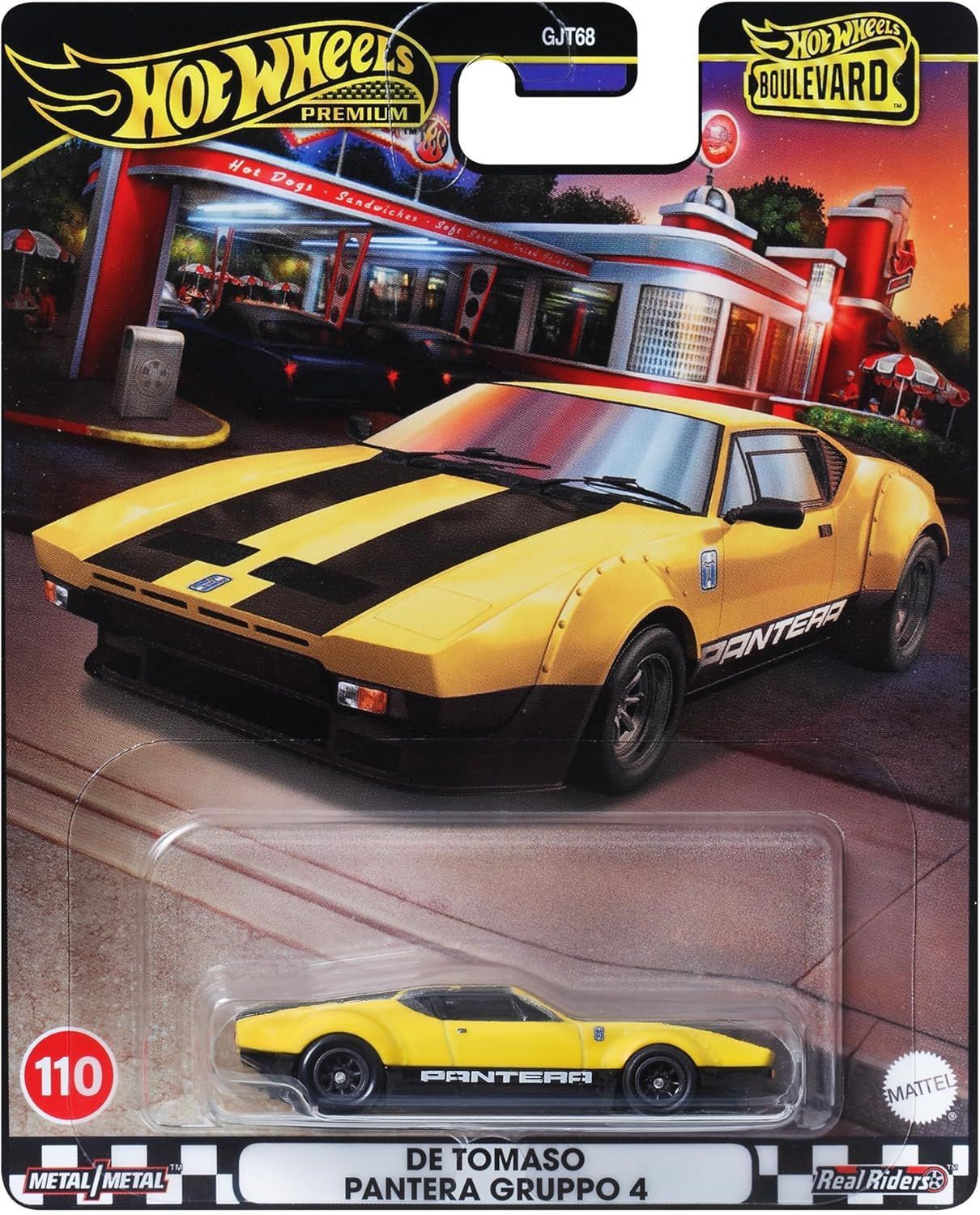 Коллекционная Premium машинка Hot Wheels De Tomaso Pantera Gruppo 4 Yellow (коллекция Boulevard 2024, №110)