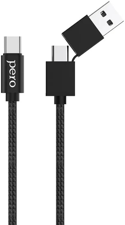 Кабель PERO DC-07, USB Type-C (m) - USB (m), 3A, черный