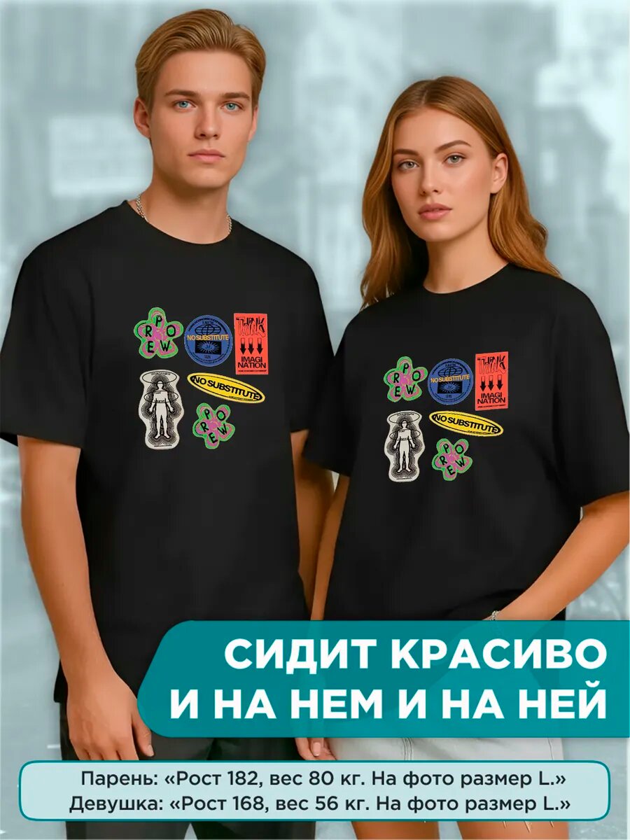 Футболка PRINTSHOT, 1 шт., размер L, черный — фото 1