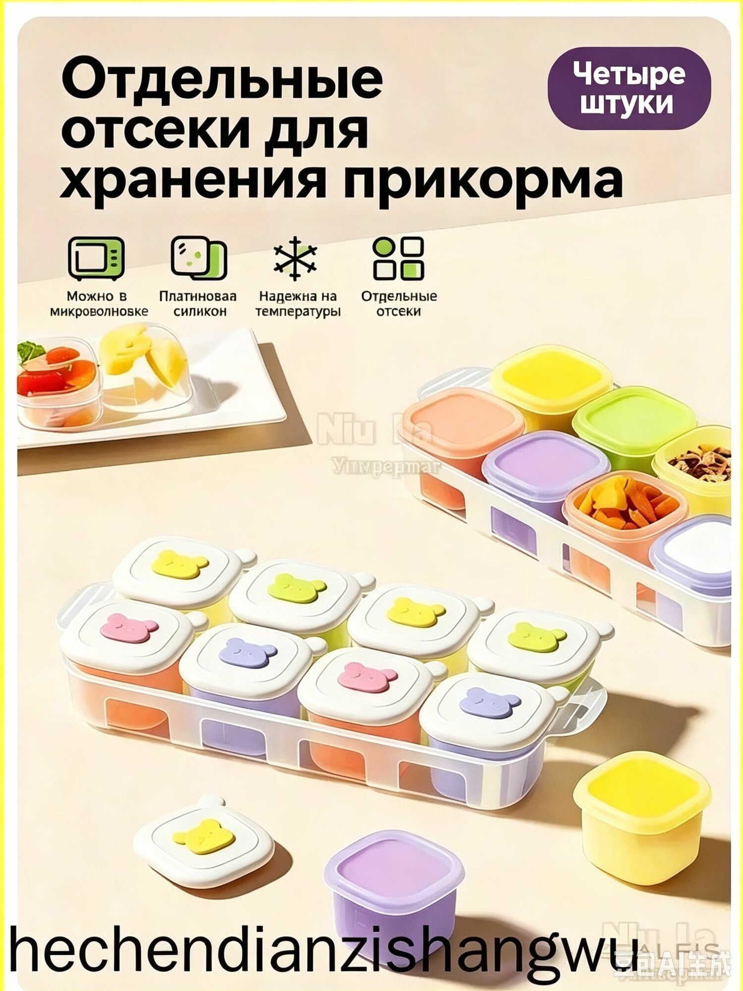 Контейнеры для хранения детского питания с функцией подогрева паром безопасные заморозки,4 штуки
