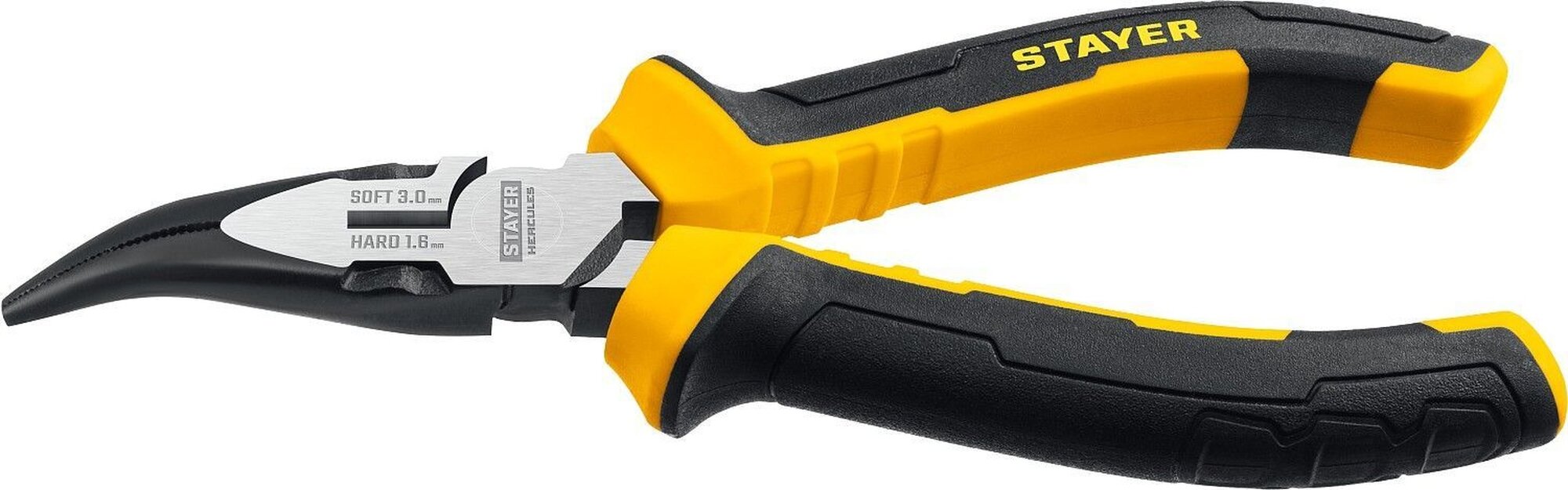 Тонкогубцы изогнутые 160 мм STAYER HERCULES, желтый/черный, 1 шт.
