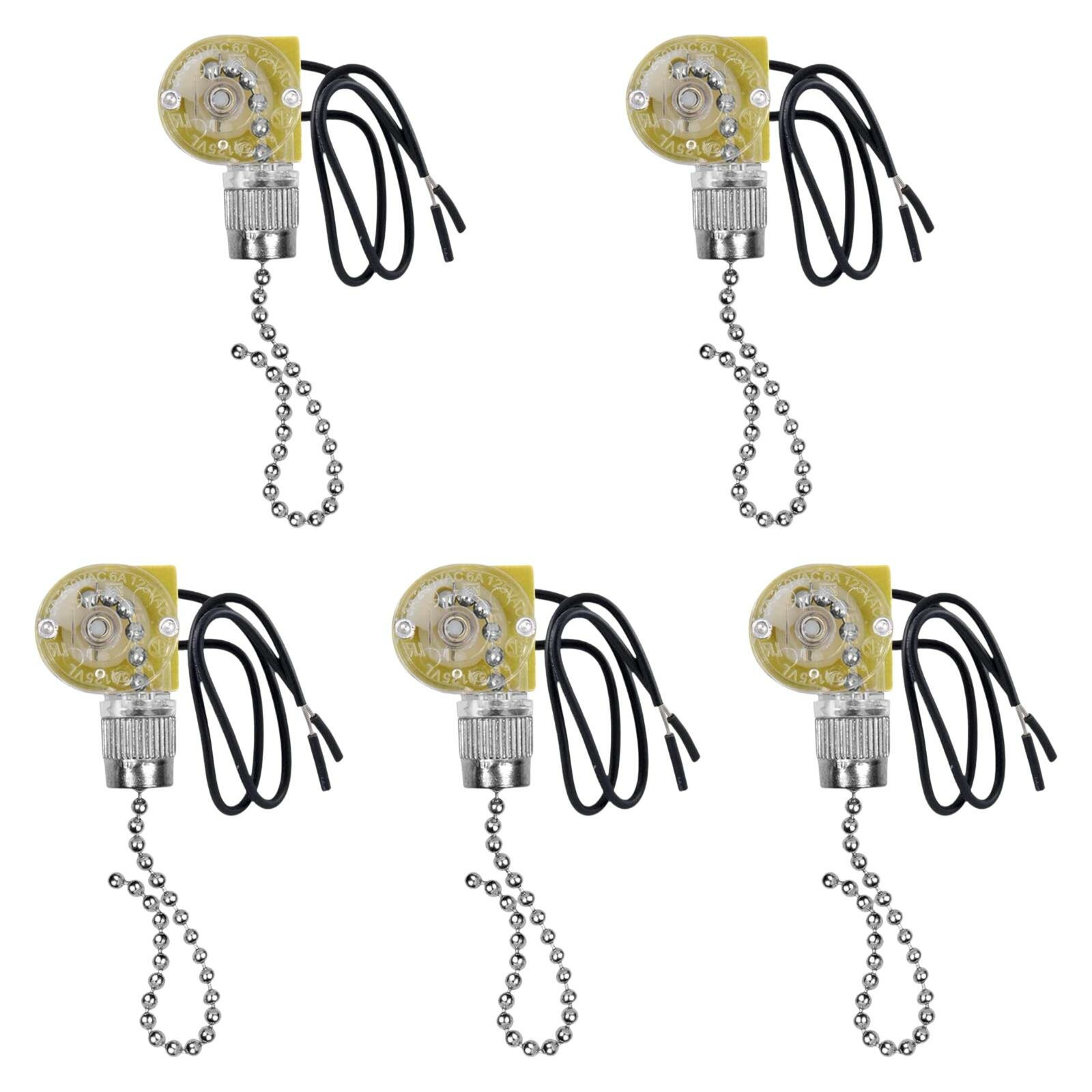 5Pcs Fan Light Pull Switch Wall Lamp Stable 2 Wires Pull Chain for Fan Light Agent