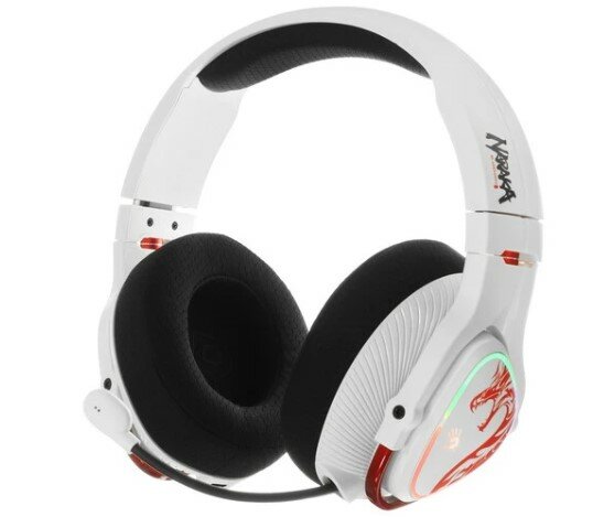 Игровые наушники с микрофоном A4Tech Bloody MR720 белый/красный мониторные BT/Radio (MR720 NARAKA)