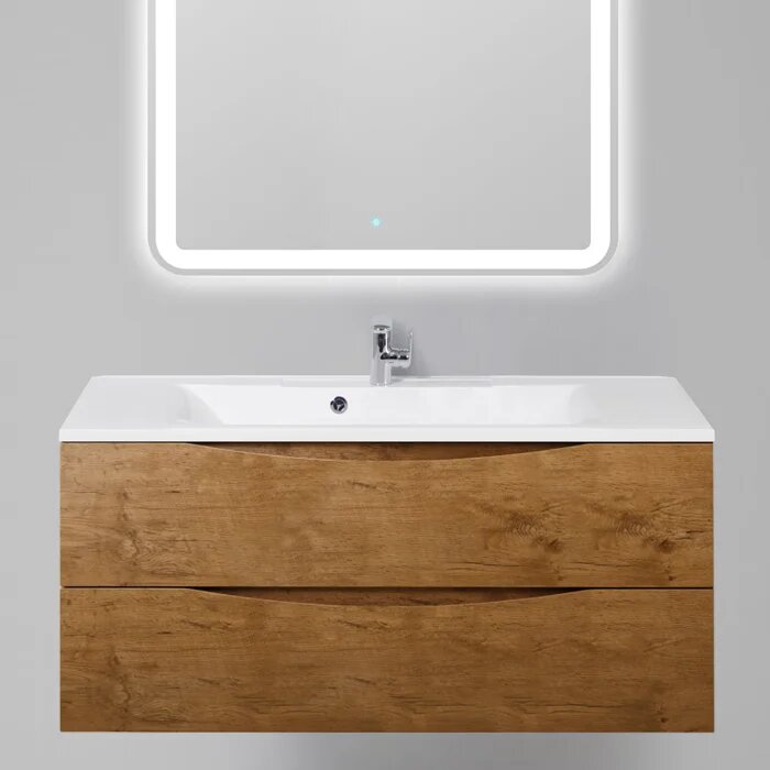Тумба с раковиной BelBagno Marino 120 подвесная, 120 см, светлое дерево, матовая, из МДФ, с ящиками, раковина для ванной, из искусственного камня, прямоугольная, лофт