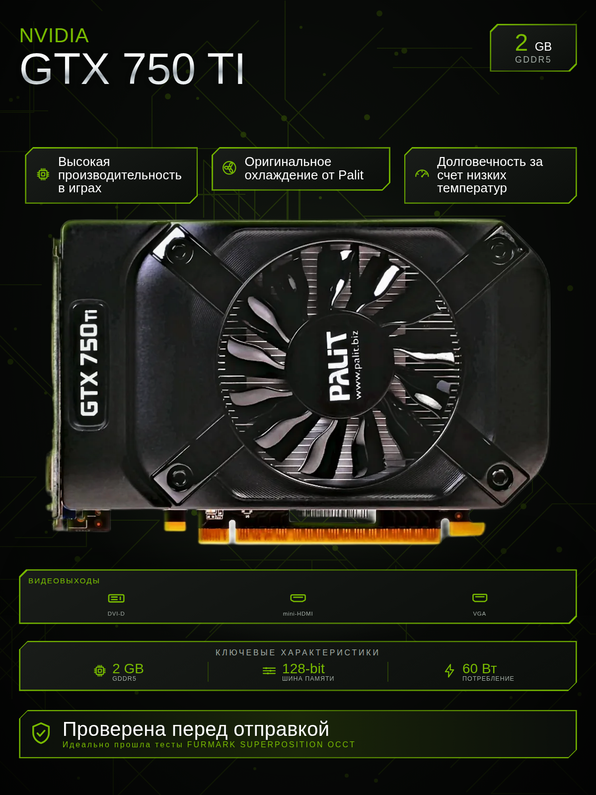 Видеокарта GTX 750 TI 2GB Palit STORMX