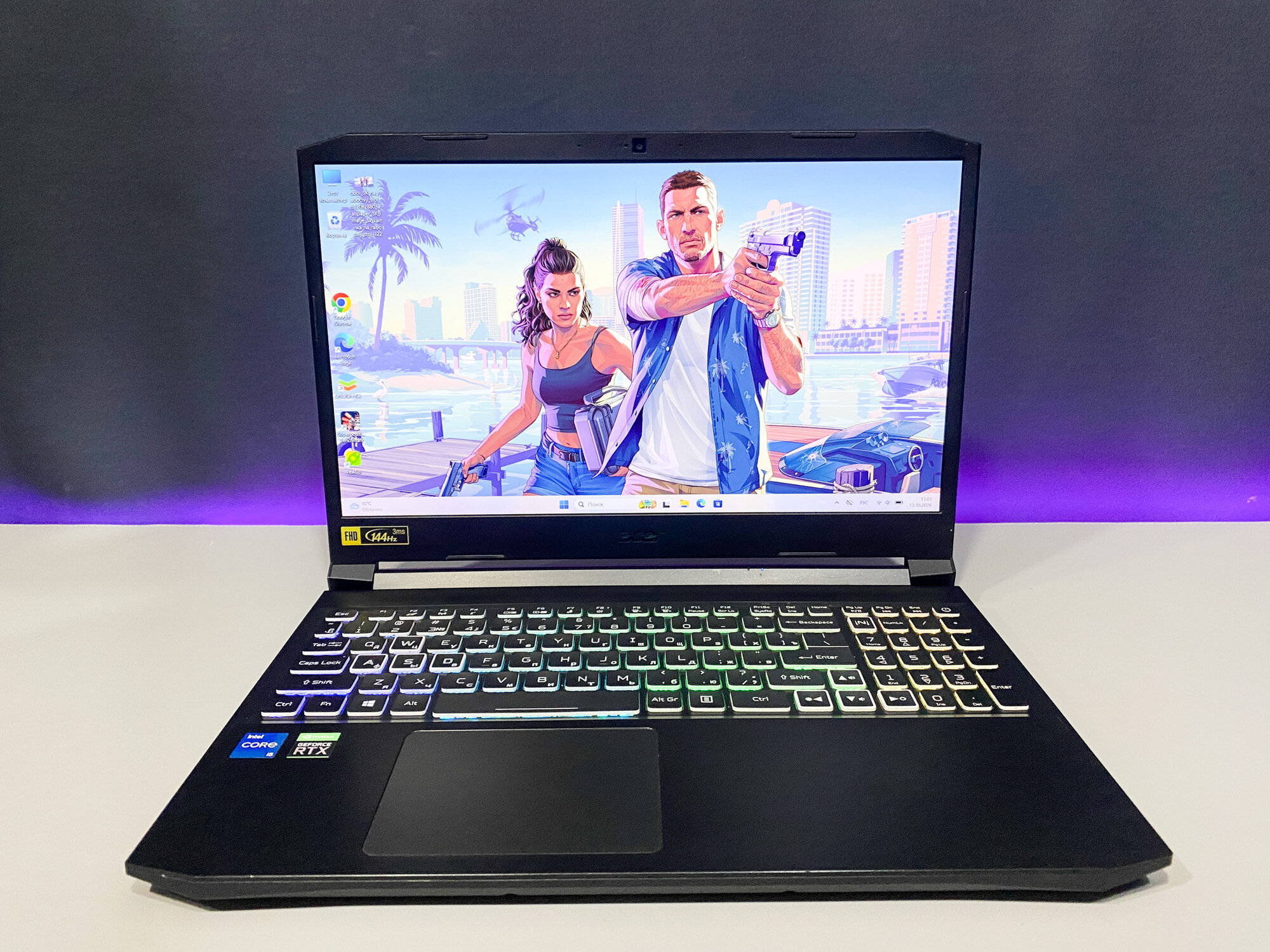 Ноутбук Acer Nitro 15.6"144Hz/Intel Core i5-11400H 6/12*2.70-4.50GHz/RTX3050Ti-4Gb/16Gb/SSD512Gb